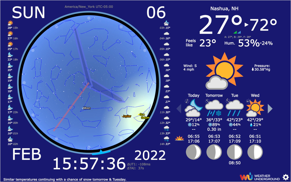 Astronomy/Weather clock update adds sky maps and alarm clock - Raspberry Pi Forums