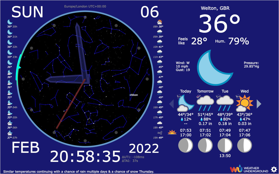 Astronomy/Weather clock update adds sky maps and alarm clock - Raspberry Pi Forums